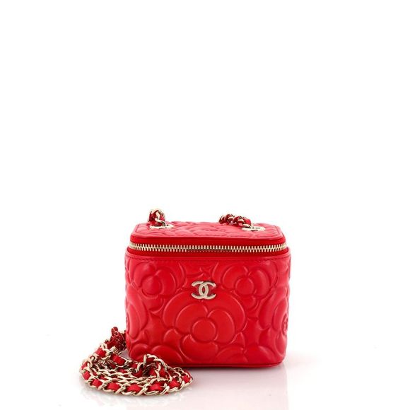 CHANEL | Bags | Chanel Classic Vanity Case With Chain Camellia Lambskin ...